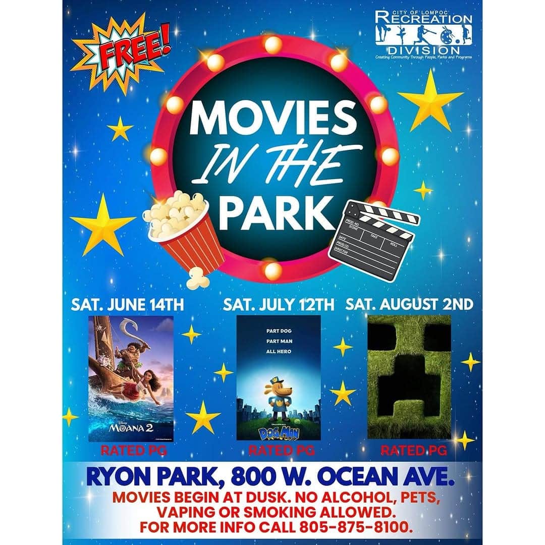 Movies in the Park: Moana 2 - Ryon Memorial Park; June 14 @ 7:00 pm